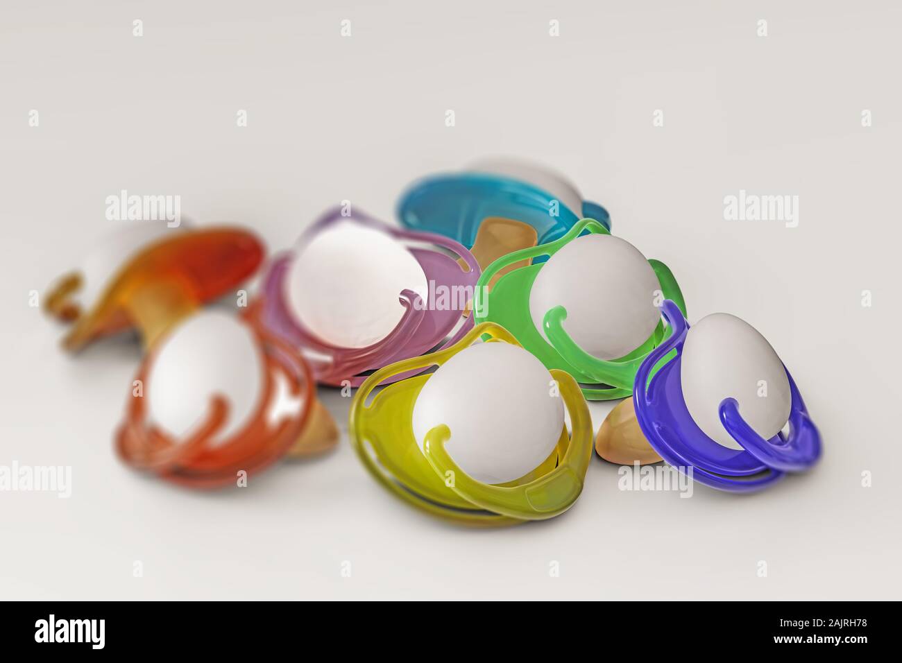pacifiers isolated on white background 3d illustration Stock Photo - Alamy