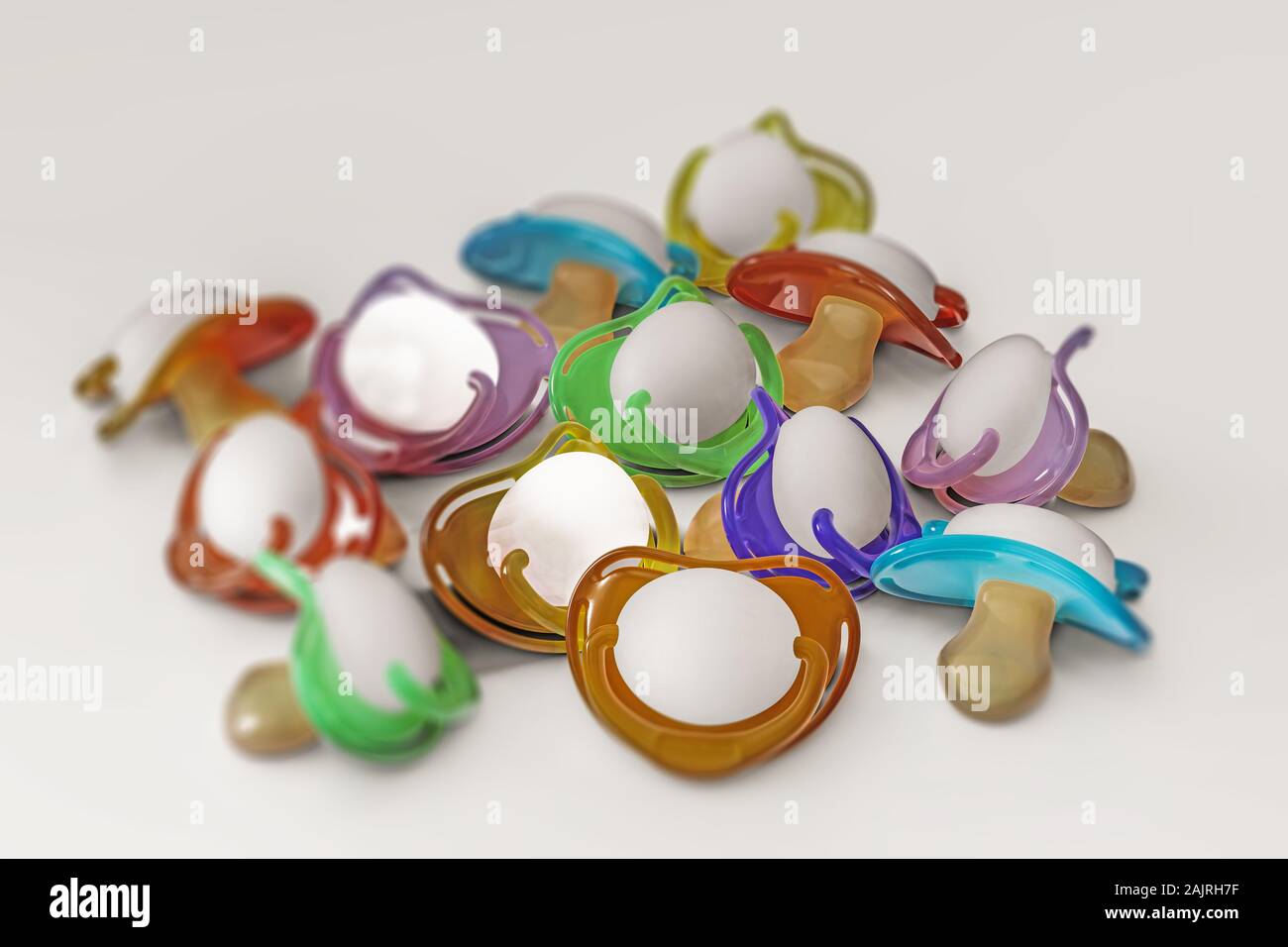 pacifiers isolated on white background 3d illustration Stock Photo - Alamy