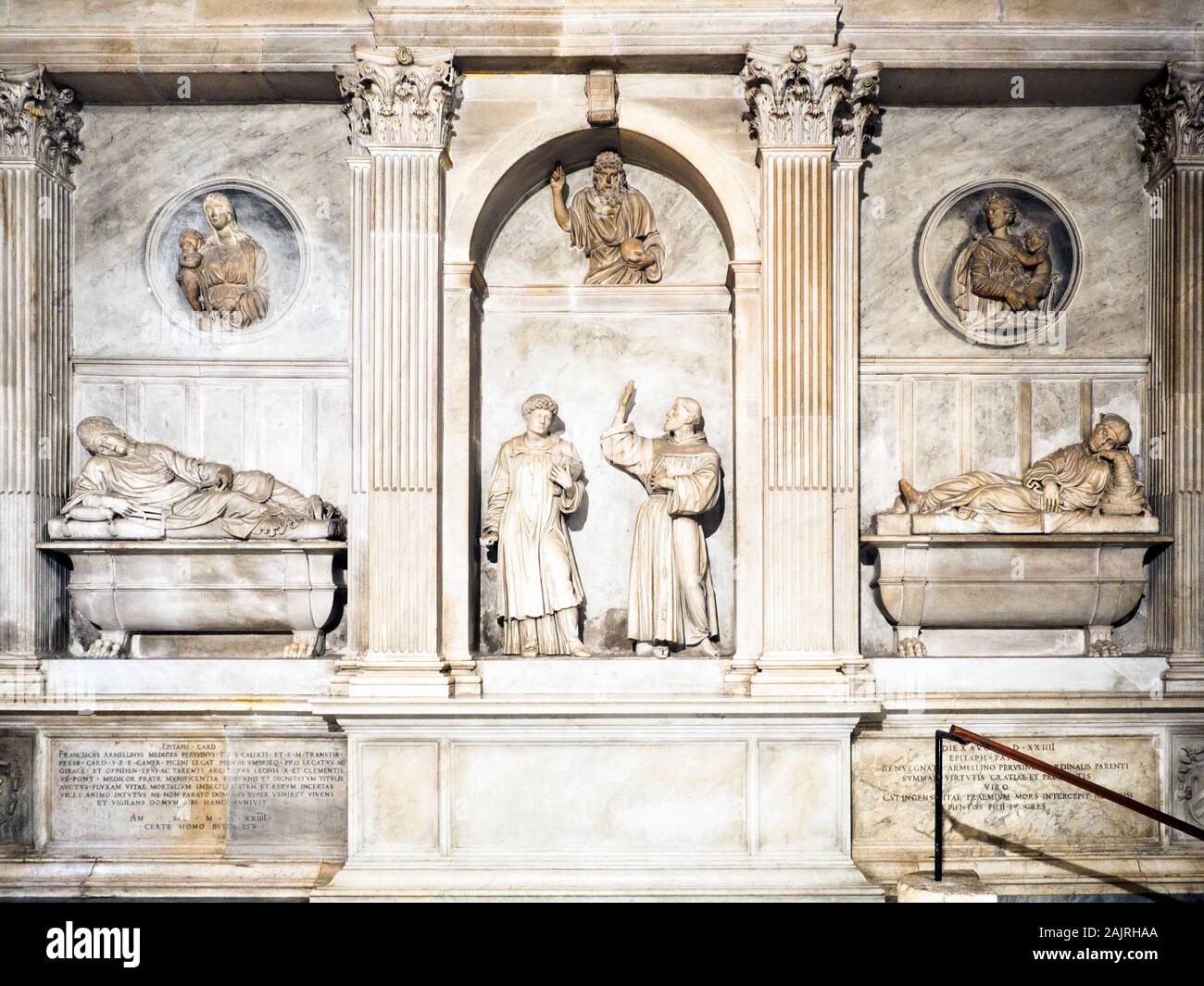 Tombstone in the portico of Santa Maria in Trastevere - Rome, Italy ...