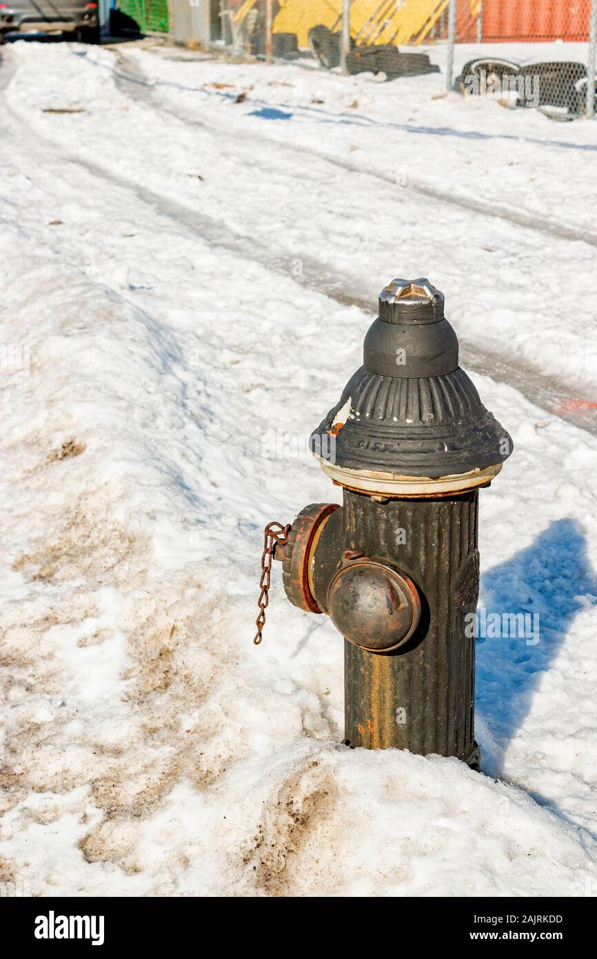 fire hydrant in winter snow at Coney Island, Brooklyn, New York, United ...