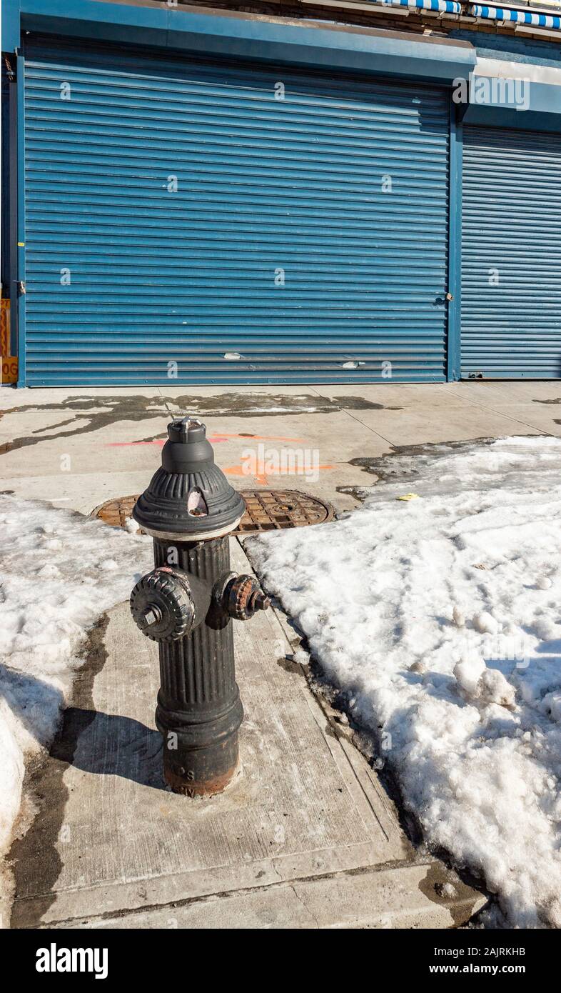 fire hydrant in winter snow at Coney Island, Brooklyn, New York, United ...