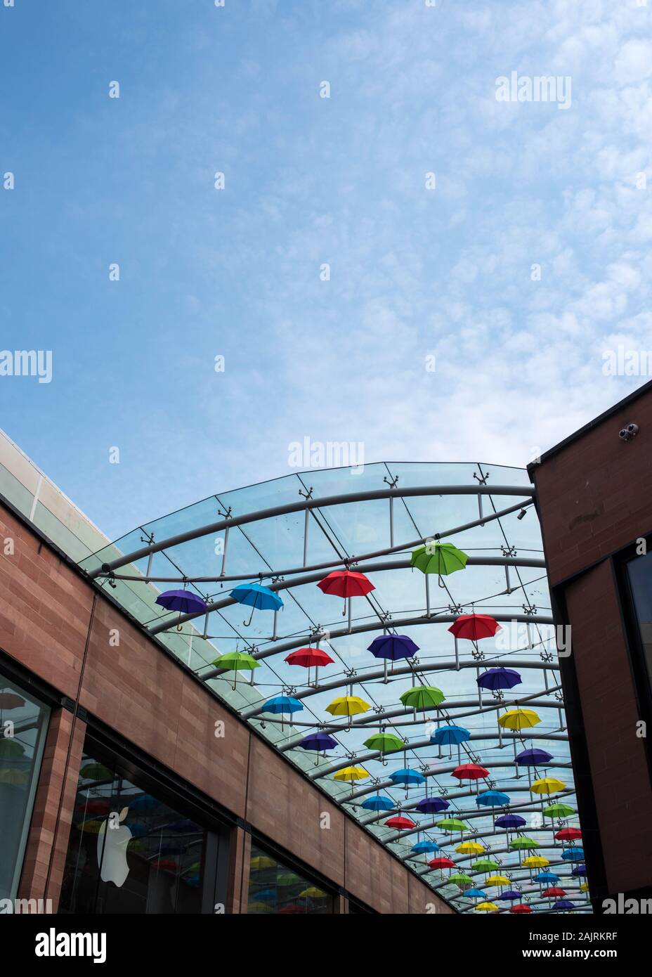 Umbrella display at Princesshay Shopping Centre, Exeter, Devon - April ...