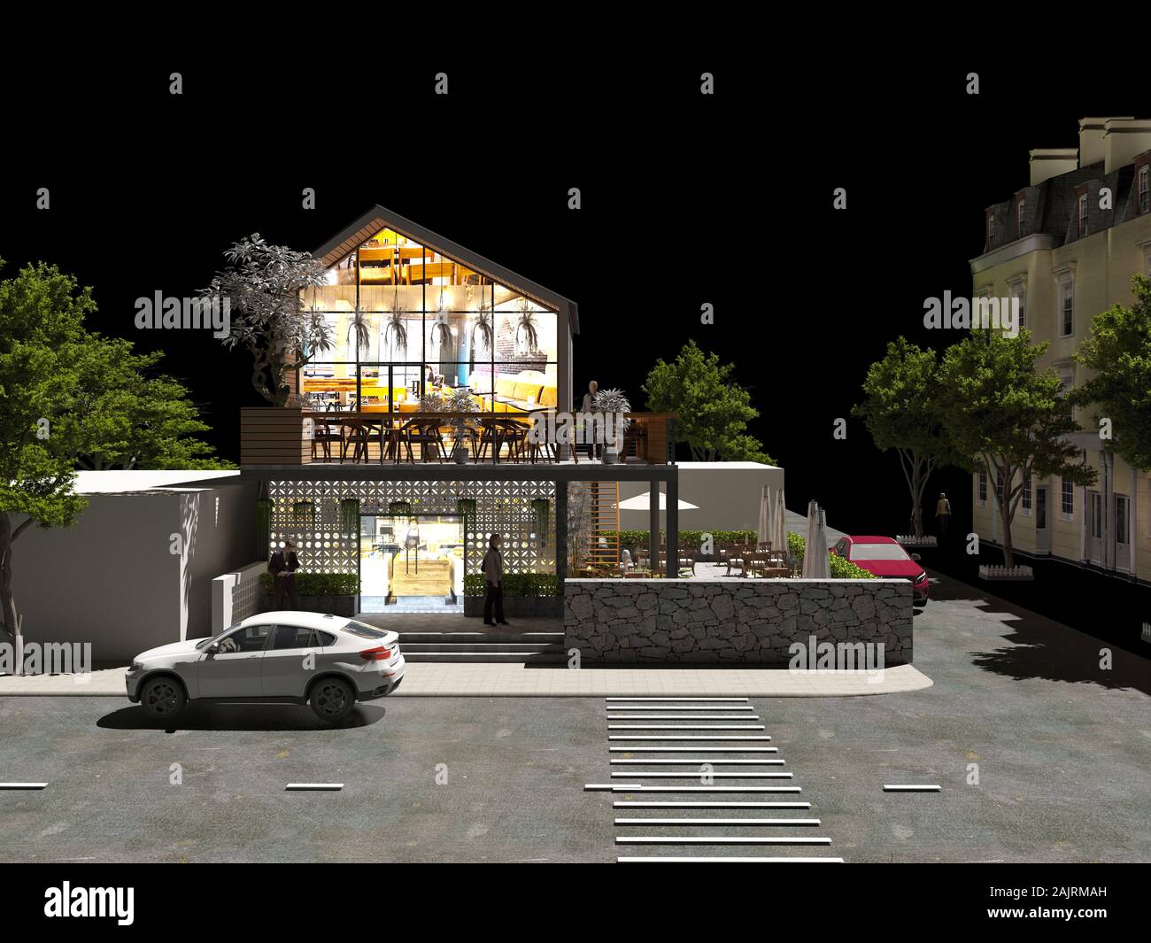 3d render of cafe restaurant Stock Photo - Alamy