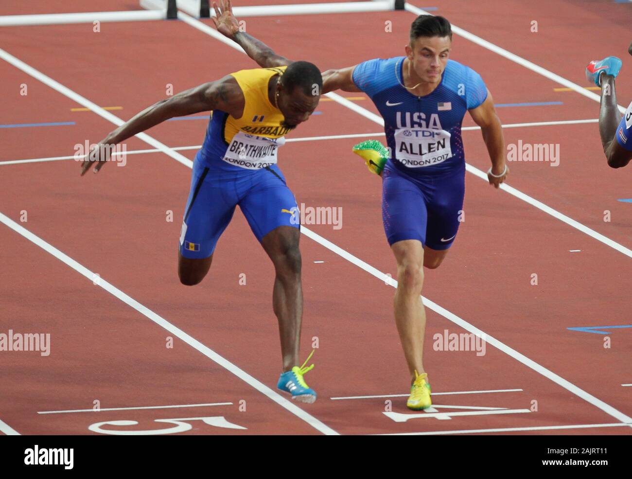 Shane Brathwaite (Barbados) and Devon Allen (USA) ) during the 2eme ...