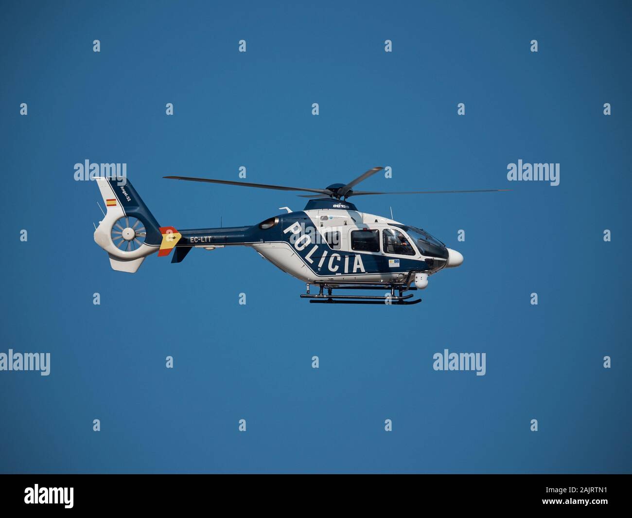 Police Helicopter arriving with the three kings to Fuengirola, Málaga ...