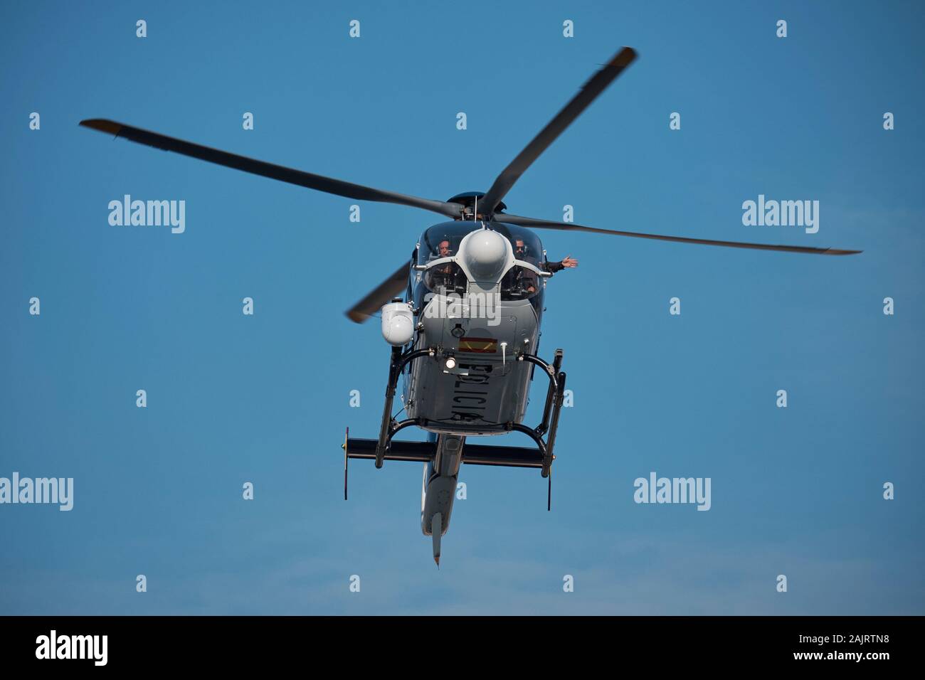 Police Helicopter arriving with the three kings to Fuengirola, Málaga ...