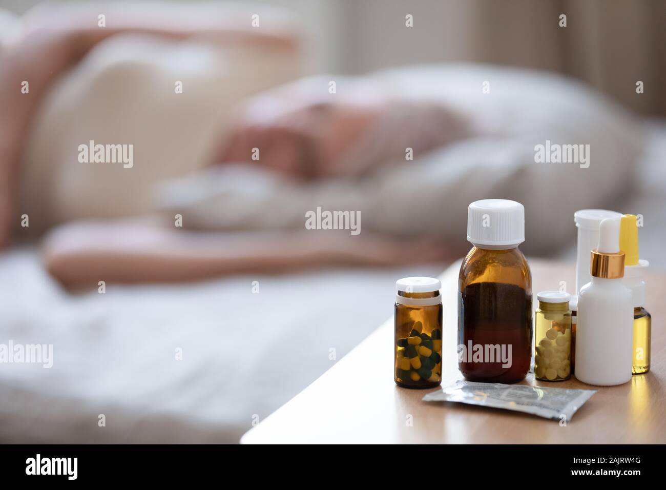 Medicine on bedside table hi-res stock photography and images - Alamy