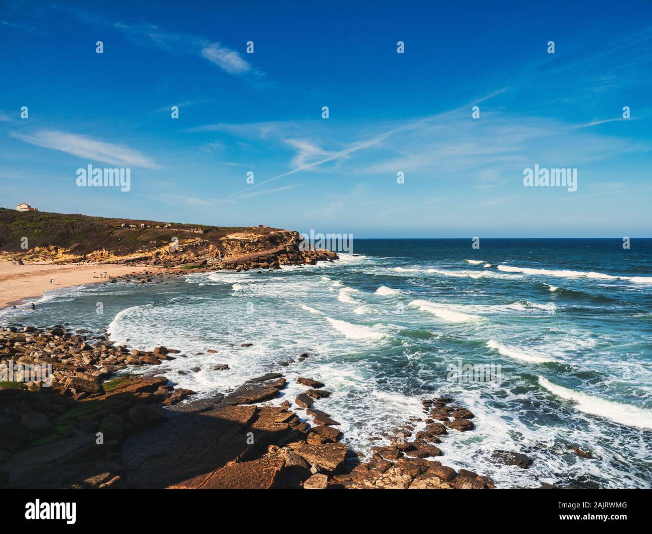 Praia das maças a famous beach in Colares Stock Photo - Alamy