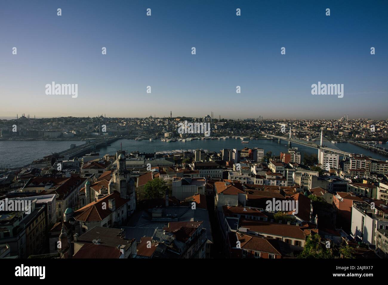 Golden Horn view from Galata Tower to city of Istanbul, Turkey Stock ...