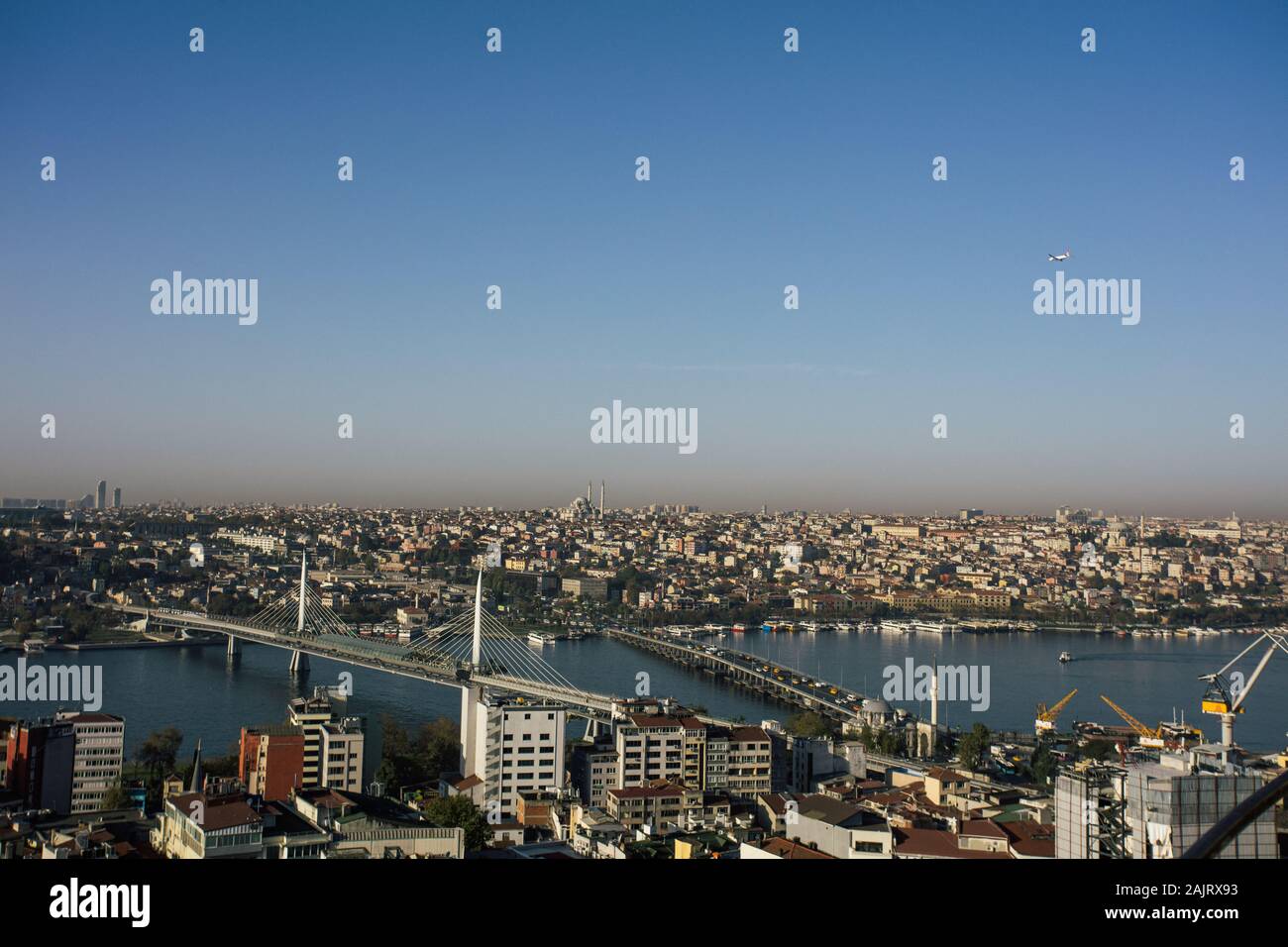 Golden Horn view from Galata Tower to city of Istanbul, Turkey Stock ...