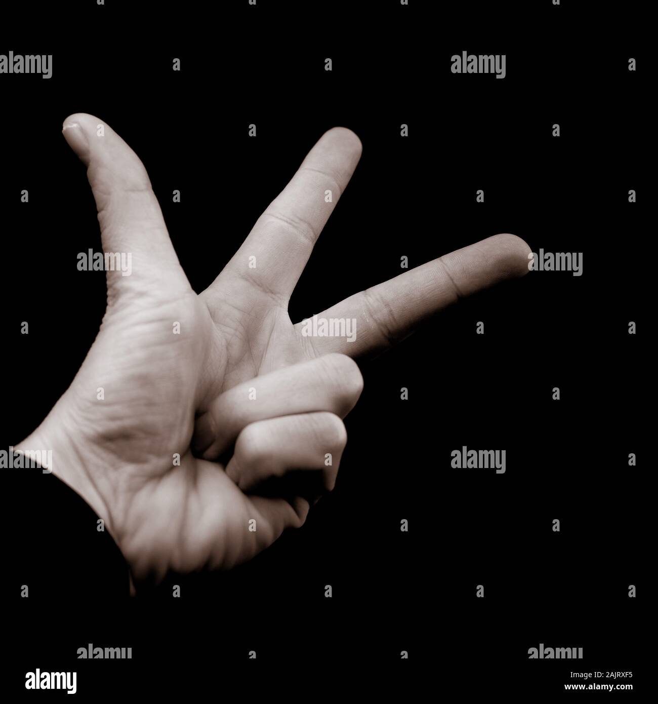 Three Finger Hand Gesture Sign High Resolution Stock Photography and ...