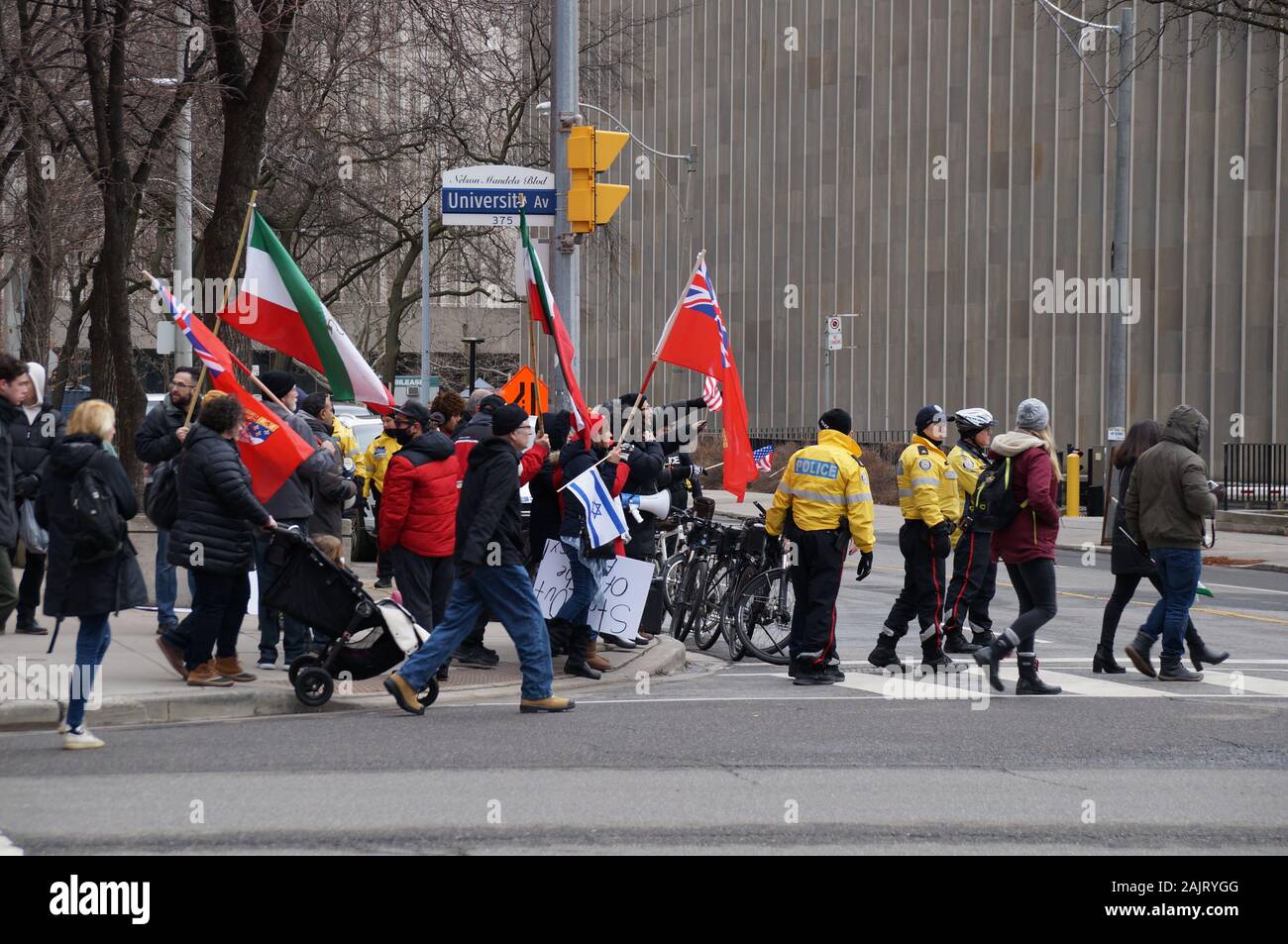 TORONTO, CANADA - 01 04 2020: People supporting US President Donald ...