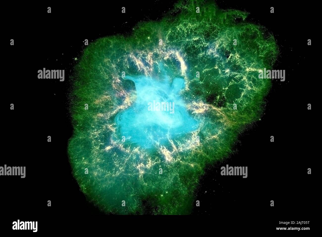 Space nebula of green color on a dark background. Elements of this ...