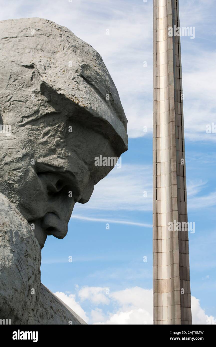 The epic statue "courage" which celebrates the defence of the fortress ...