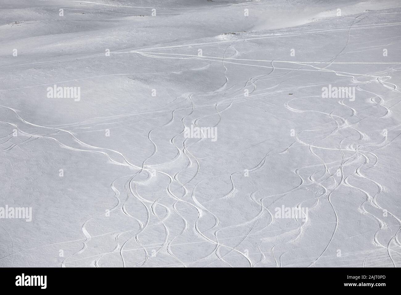 Ski Slope with Fresh Curves Stock Photo - Alamy