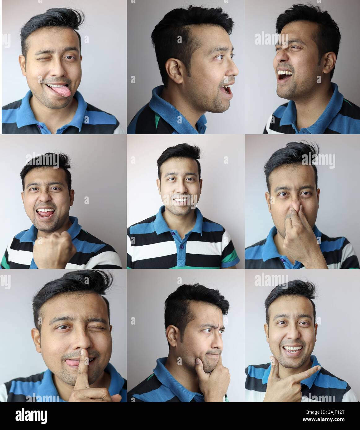 collage of different expressions of a young indian guy Stock Photo - Alamy