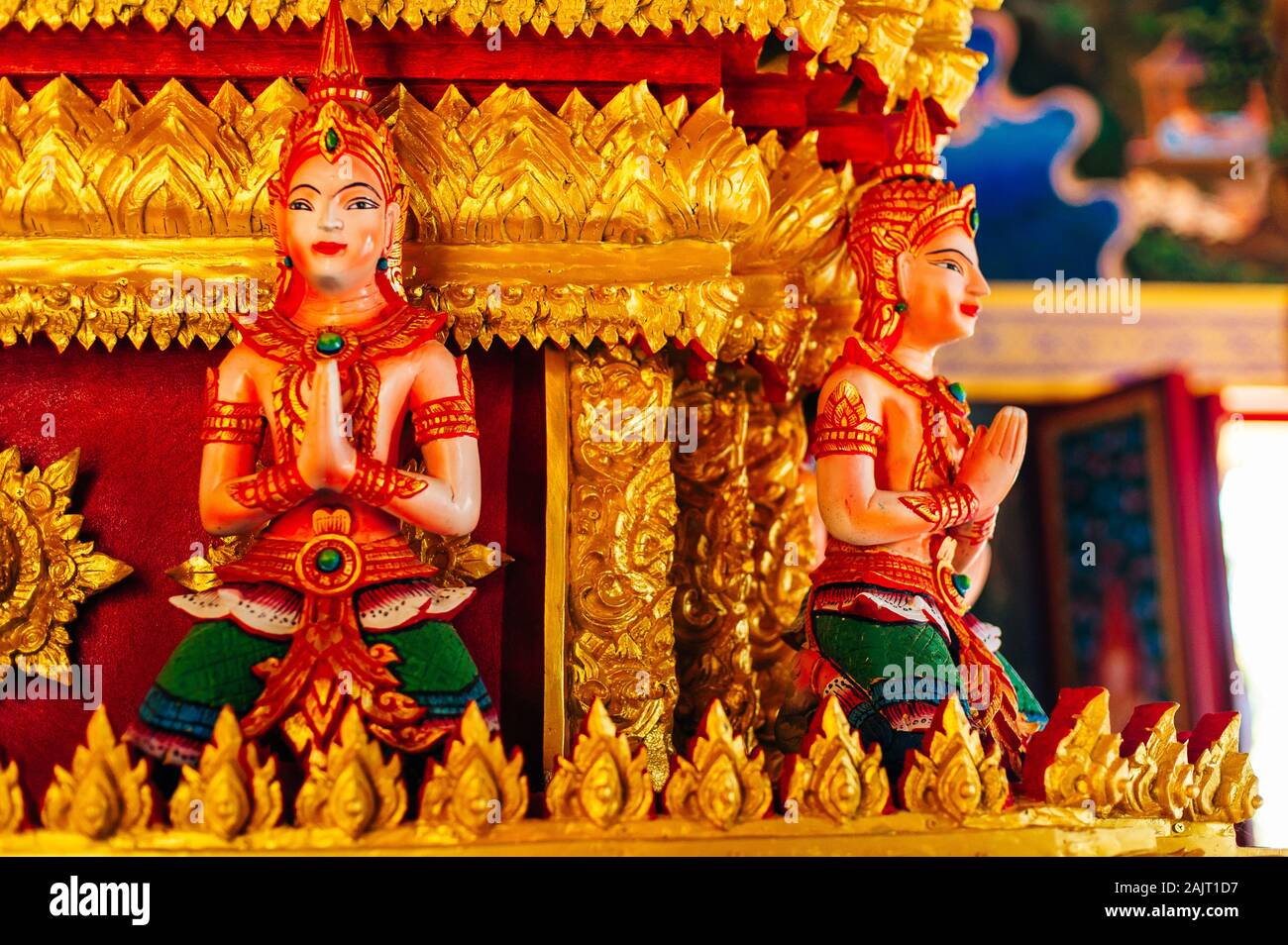 Thailand - Dec 2019 The interior of the temple building is beautifully ...