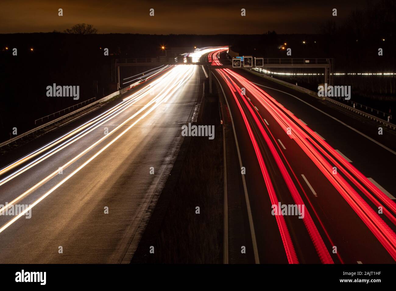 highway in the dark, headlight lights Stock Photo - Alamy