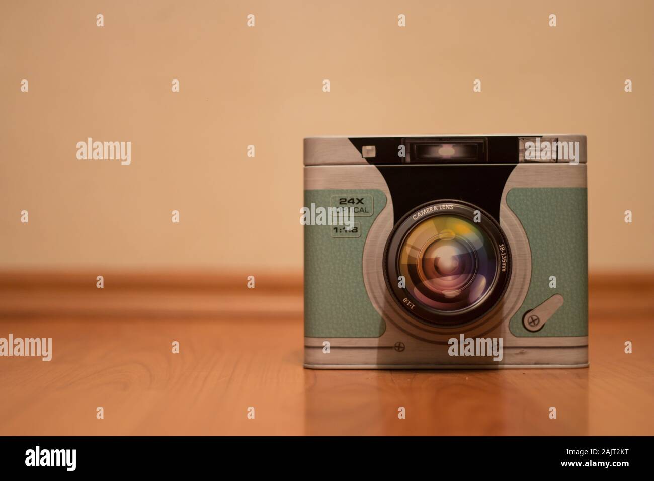 Metal camera storage box on the wooden floor Stock Photo - Alamy