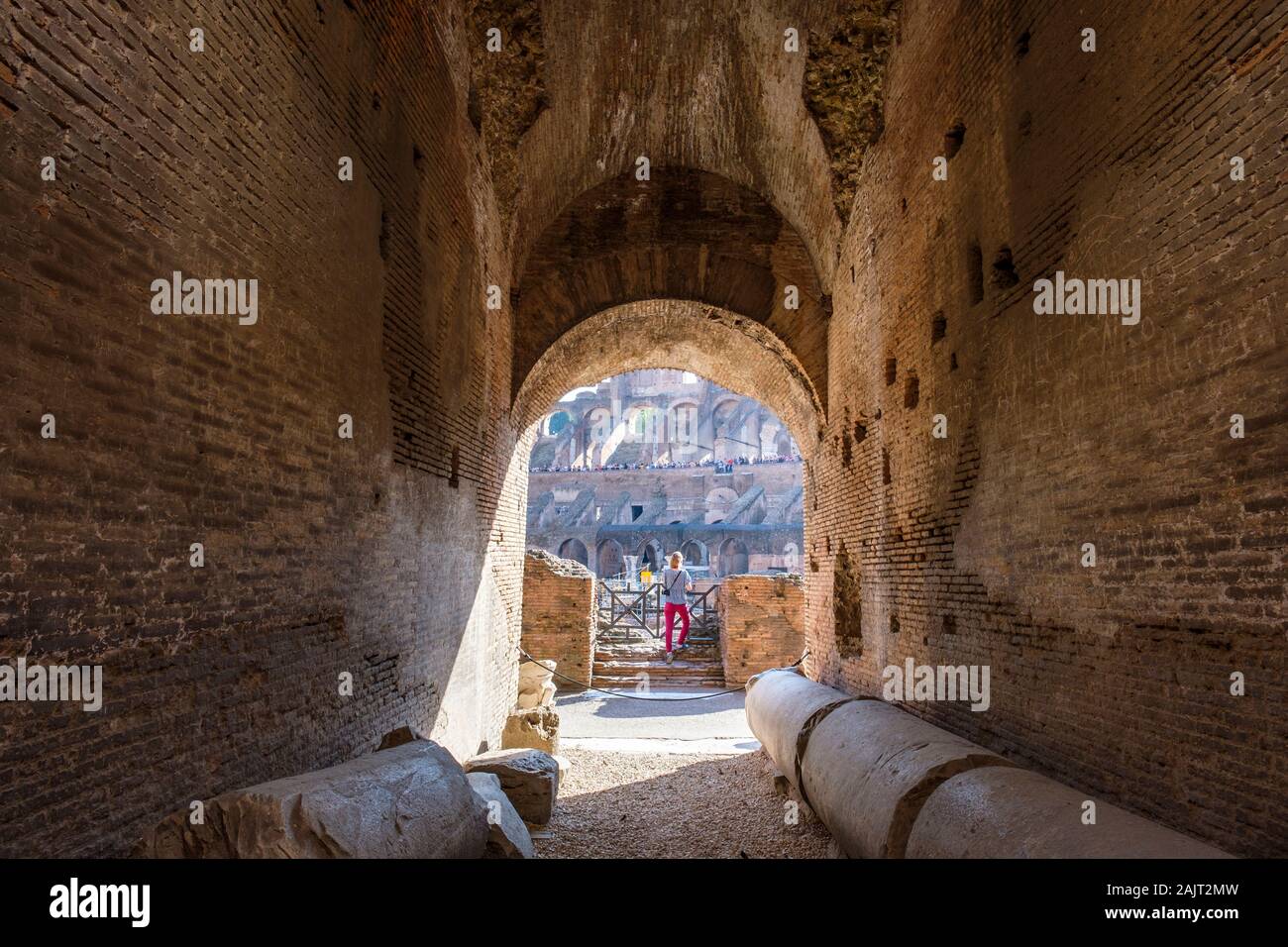 Roman brickwork, ancient Rome buildings, inside view of the Colosseum ...