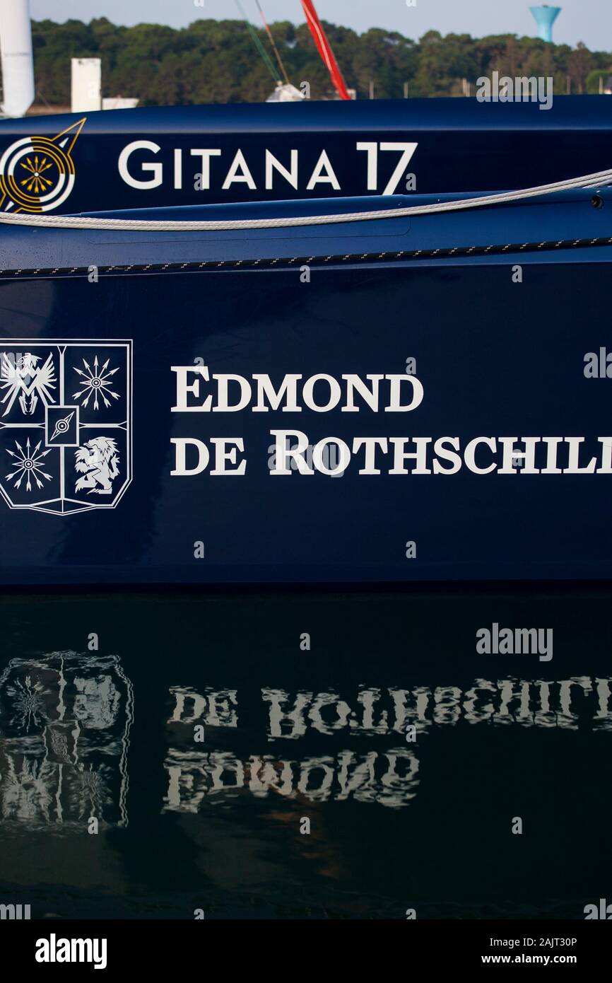 Gitana 17, a purpose built record breaking maxi multihull yacht at rest ...