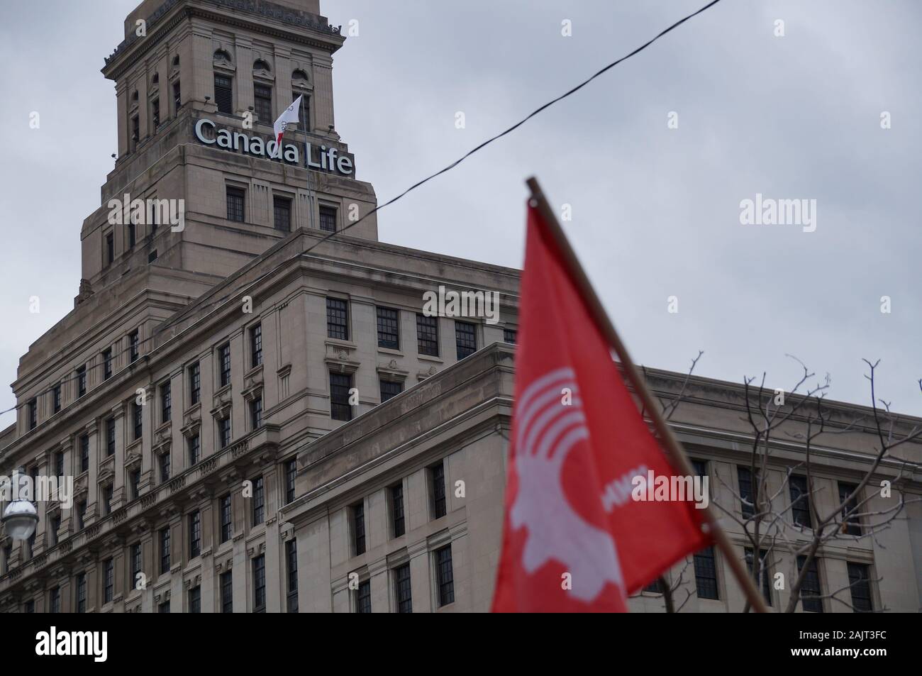 TORONTO, CANADA - 01 04 2020: Red flag of the Communist Party of Canada ...