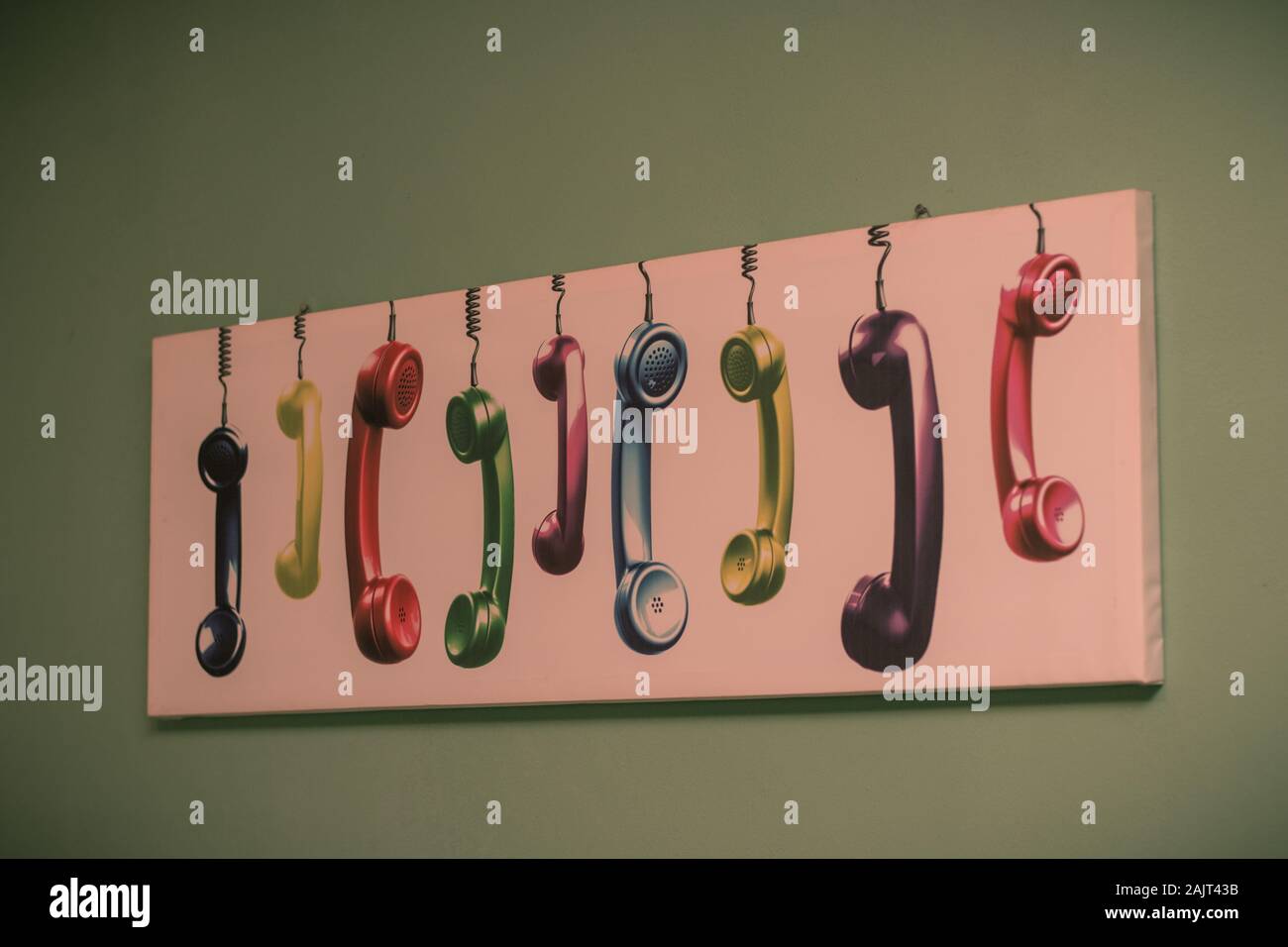 Phones wall canvas picture for interior design Stock Photo - Alamy