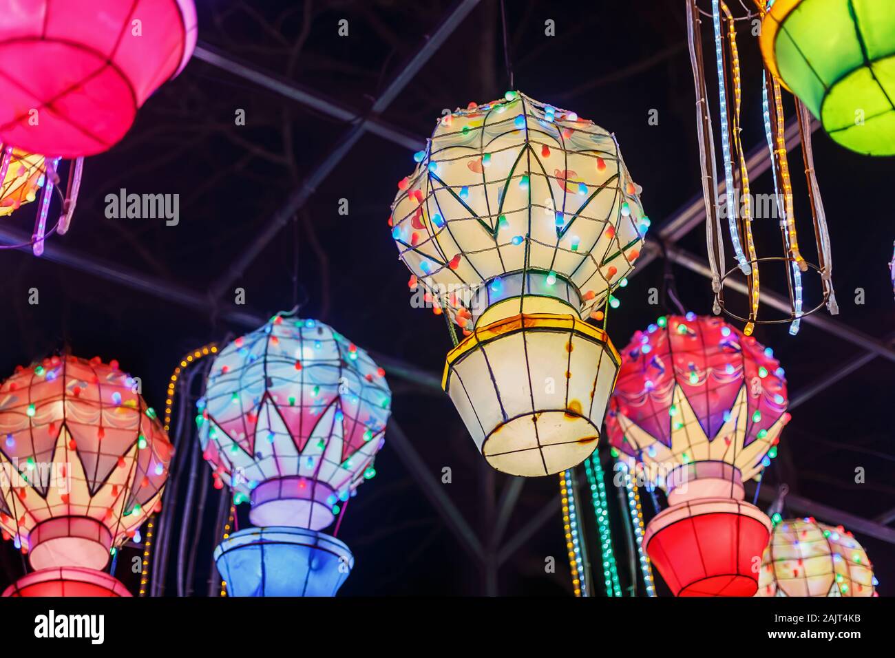 Giant Lanterns of China at night Stock Photo - Alamy