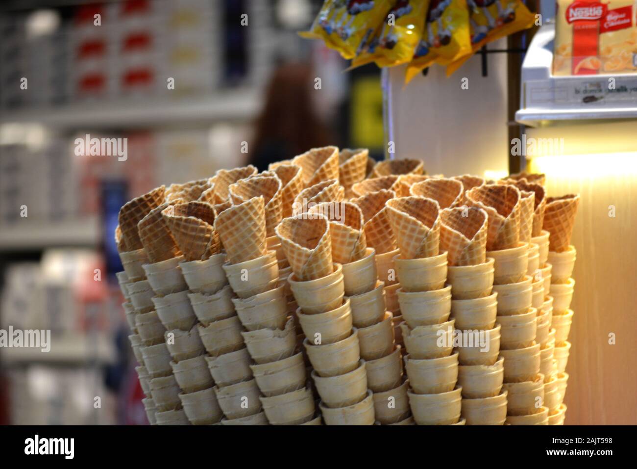 Istanbul Airport / Turkey - November 19 2019 Designer shops and Fast ...