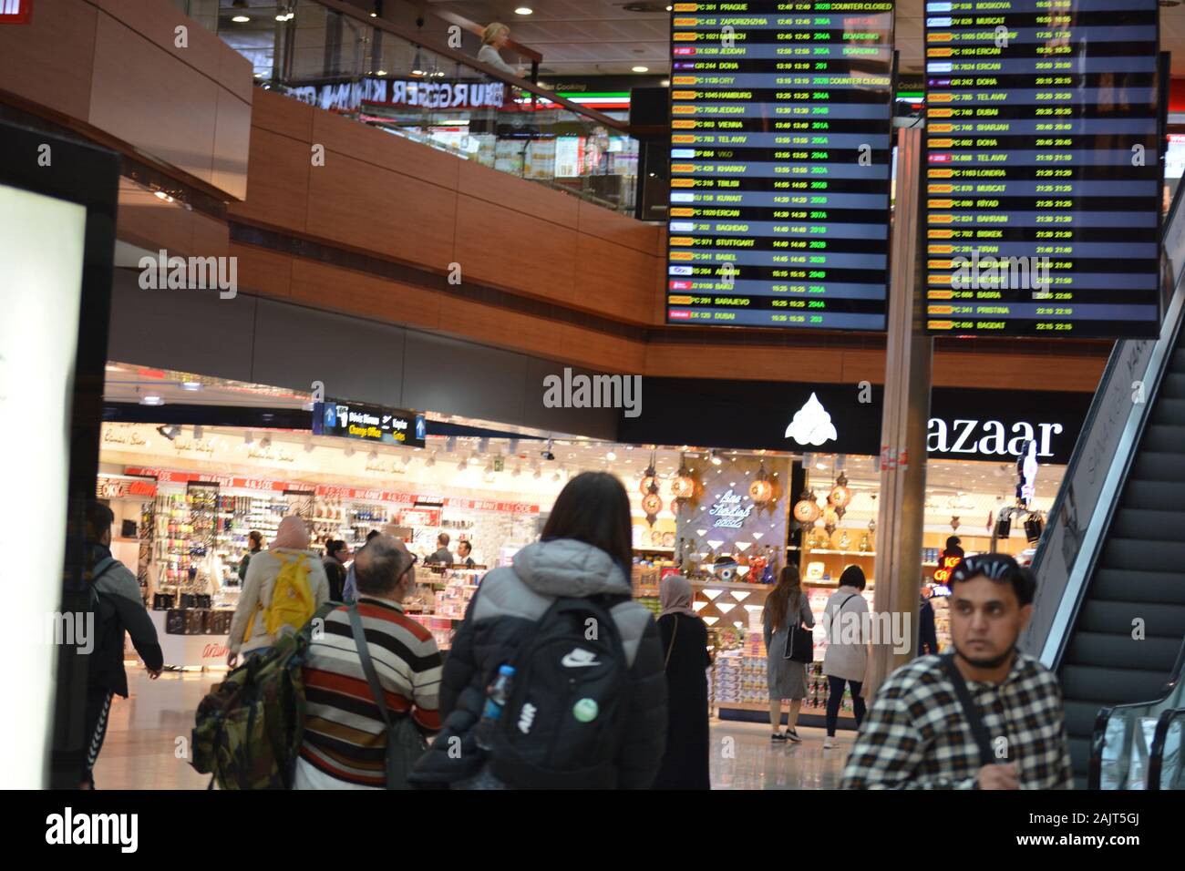 Istanbul Airport / Turkey - November 19 2019 Designer shops and Fast ...