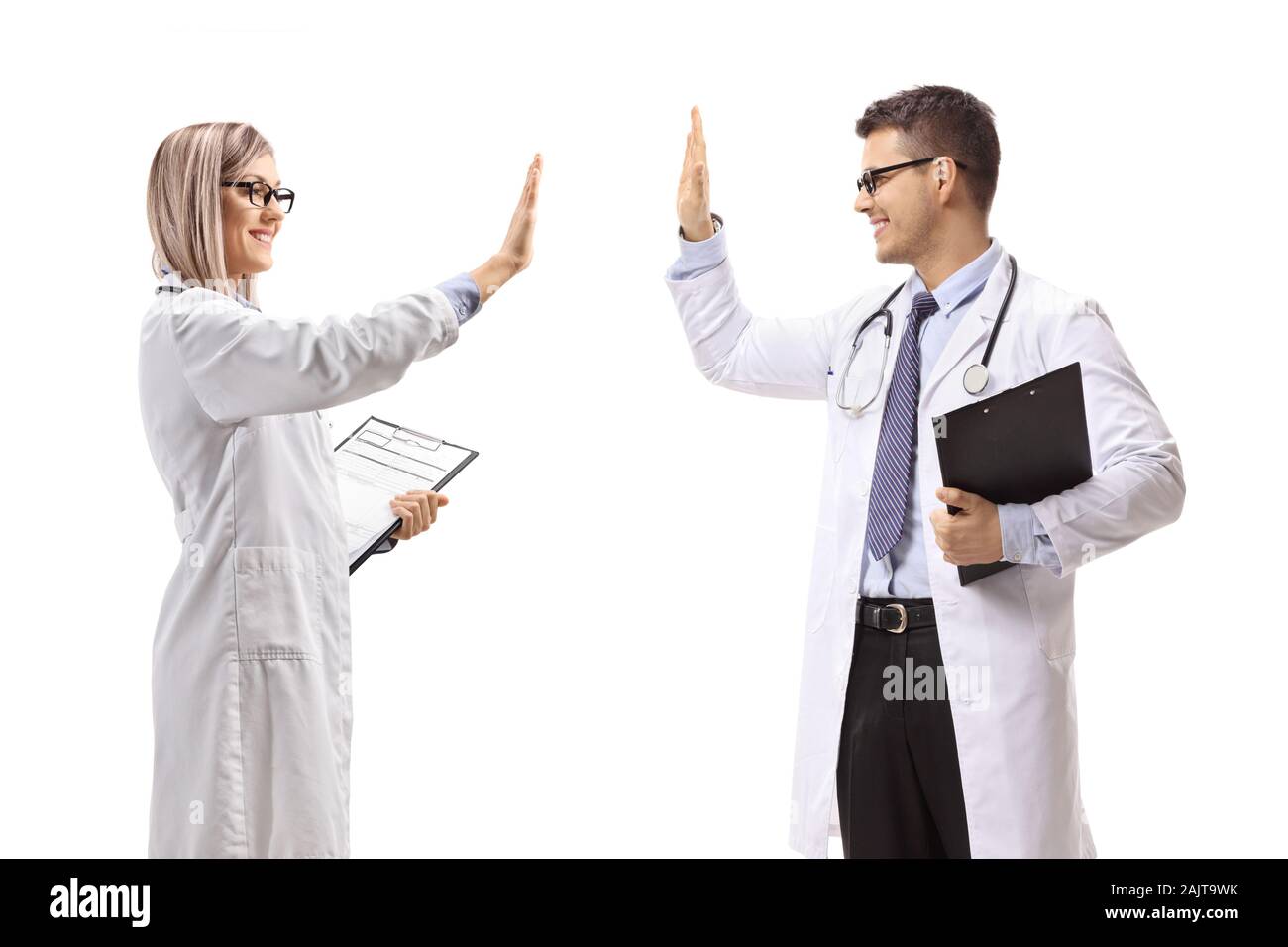 Doctor high fiving young hi-res stock photography and images - Alamy