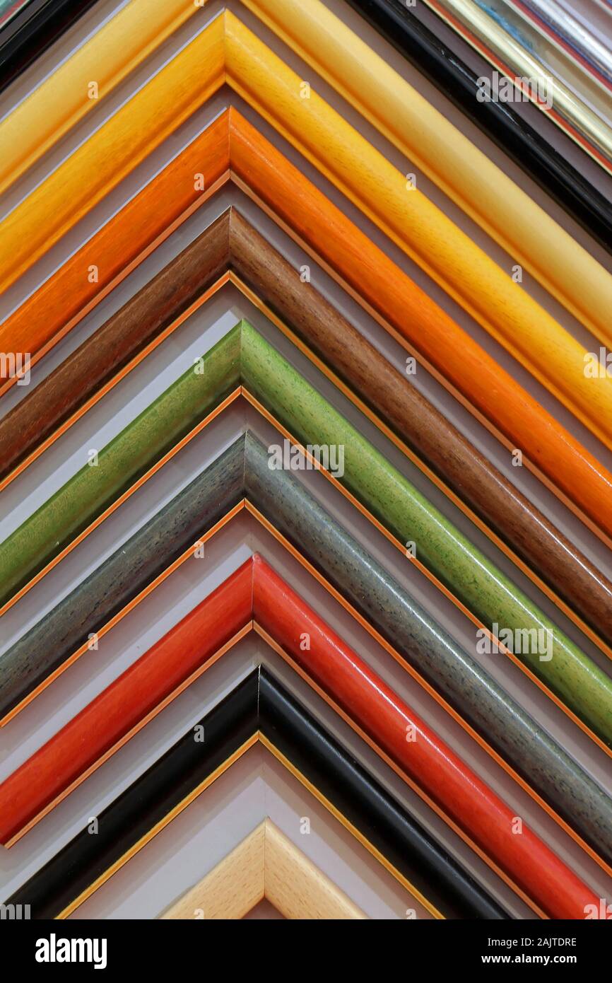 Colorful wooden frame corners and edges samples Stock Photo - Alamy