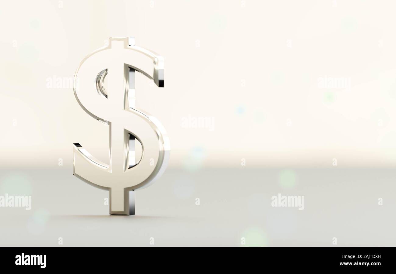 A chrome-plated Dollar symbol isolated on a white background 3D ...