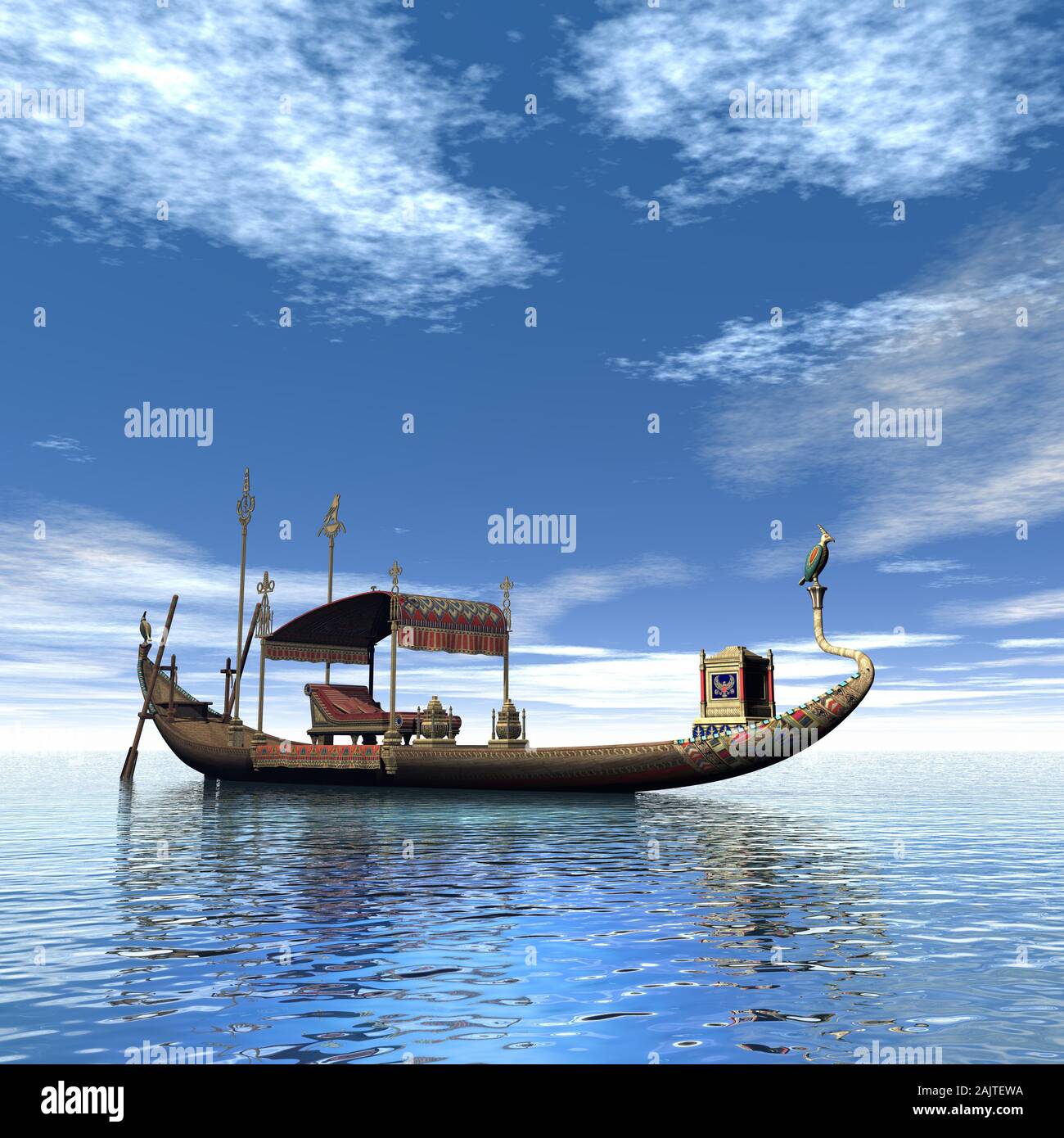 Illustration of An Ancient Egyptina ship or barge sailing on calm seas ...