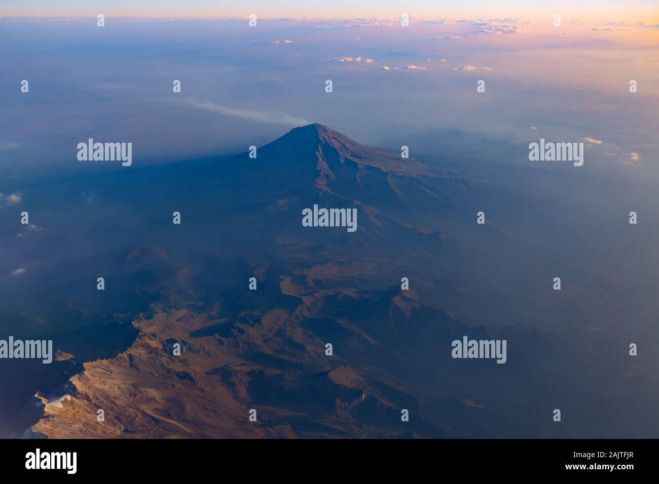 A scenic aerial view of Mexican mountains range located in the states ...
