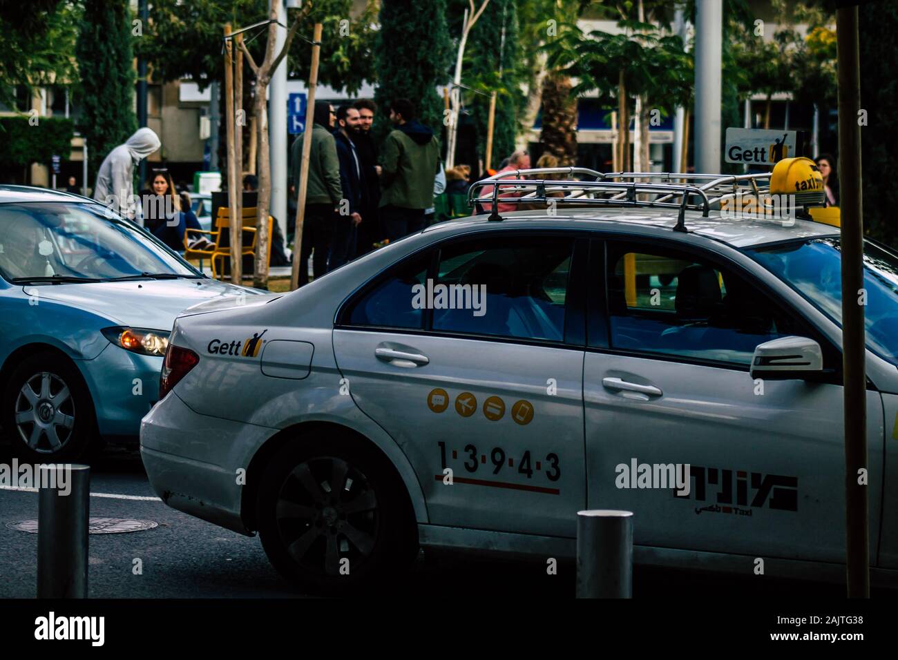 Tel Aviv Israel January 03, 2020 View of traditional Israeli taxi ...