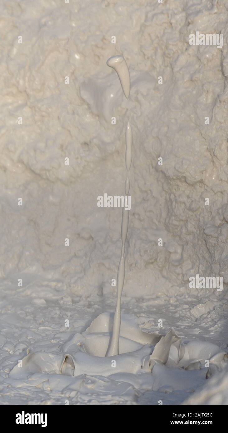 Large Mud Blob Launches From Paint Pot in Yellowstone hot spring Stock ...