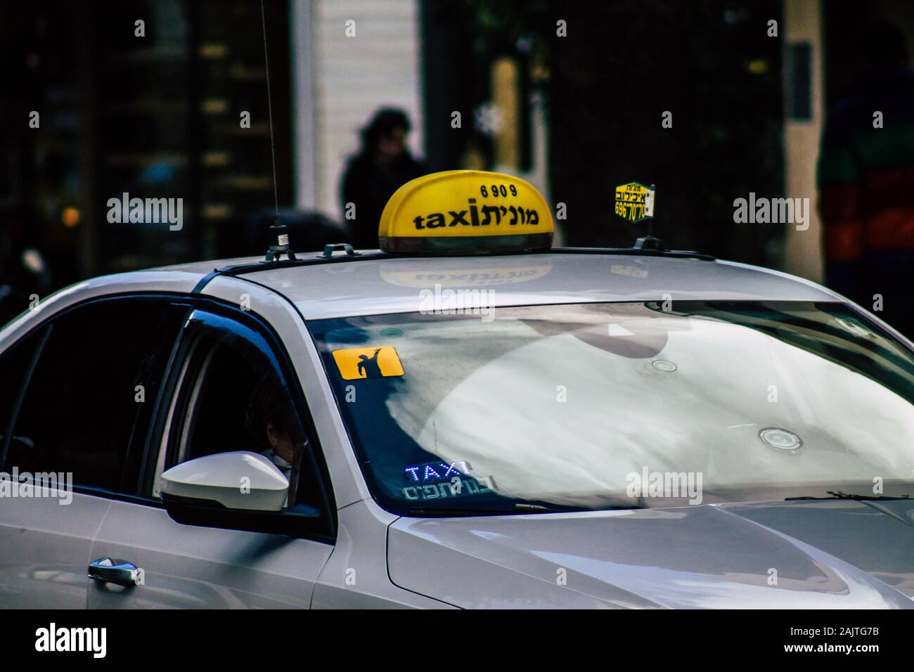 Tel Aviv Israel January 03, 2020 View of traditional Israeli taxi ...