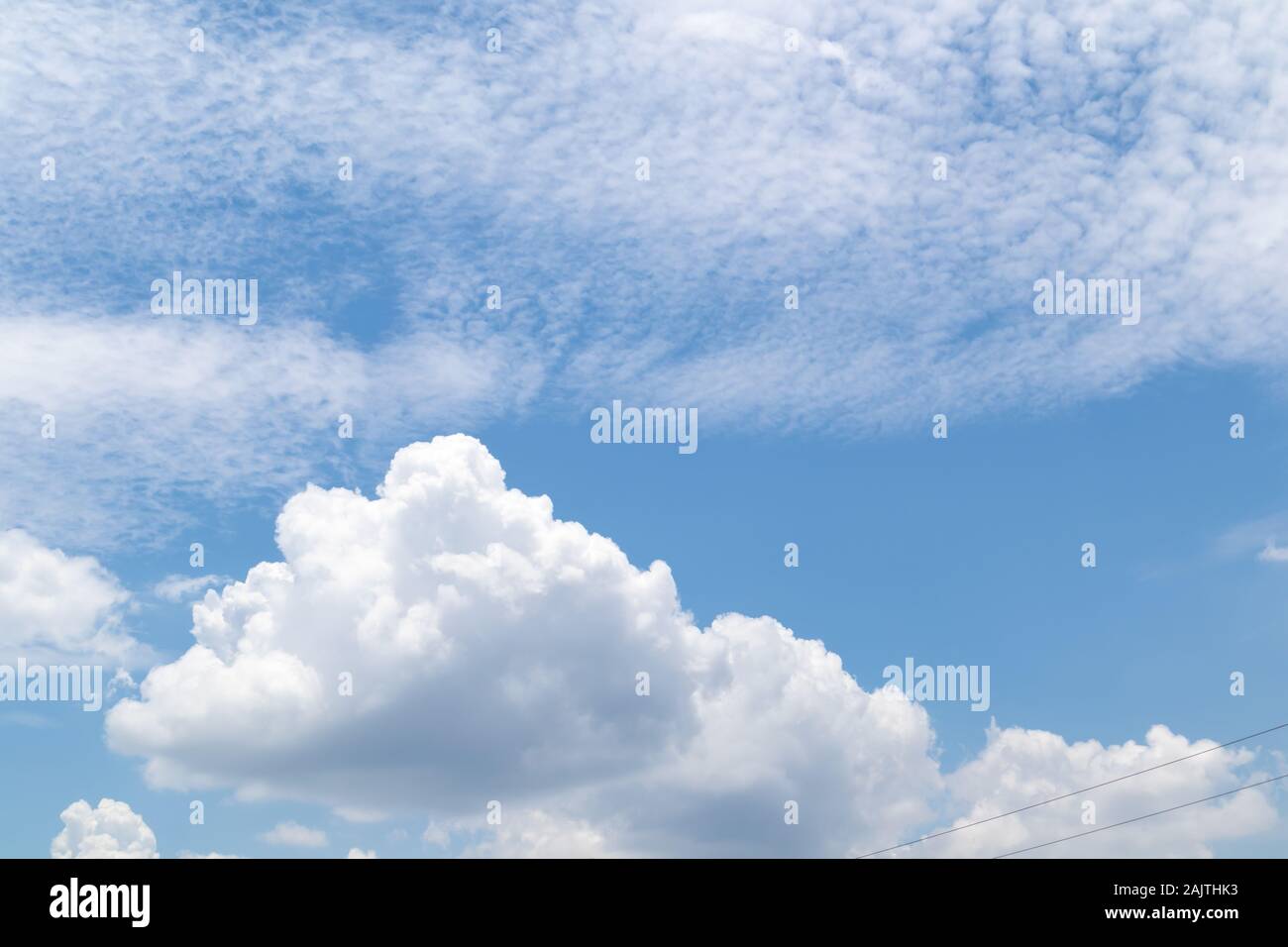 Beautiful blue clear sky with white clouds background in sunny day and ...