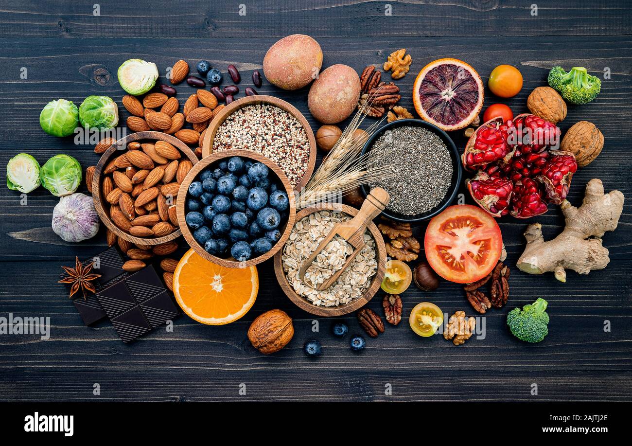 Ingredients for the healthy foods selection. The concept of healthy ...