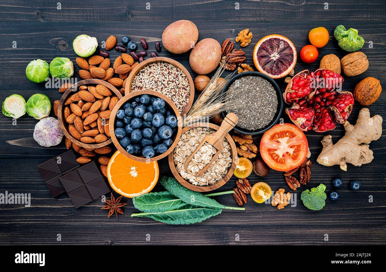 Ingredients for the healthy foods selection. The concept of healthy ...