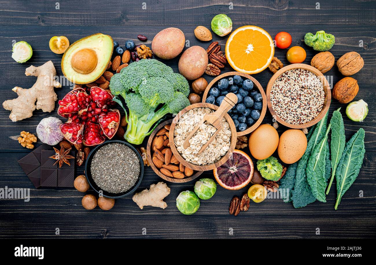 Ingredients for the healthy foods selection. The concept of healthy ...