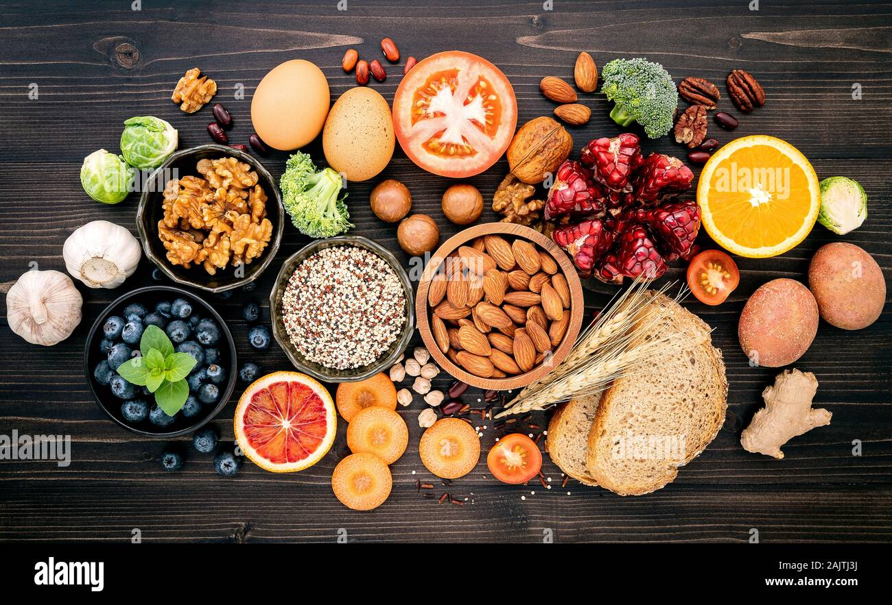 Ingredients for the healthy foods selection. The concept of healthy ...