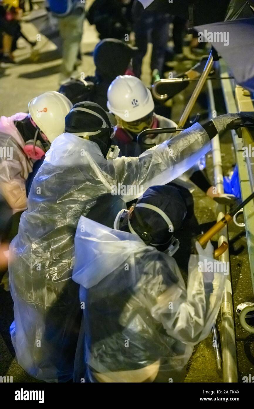 PolyU, Hong Kong - Nov 17, 2019: The first day of the Siege of PolyU ...