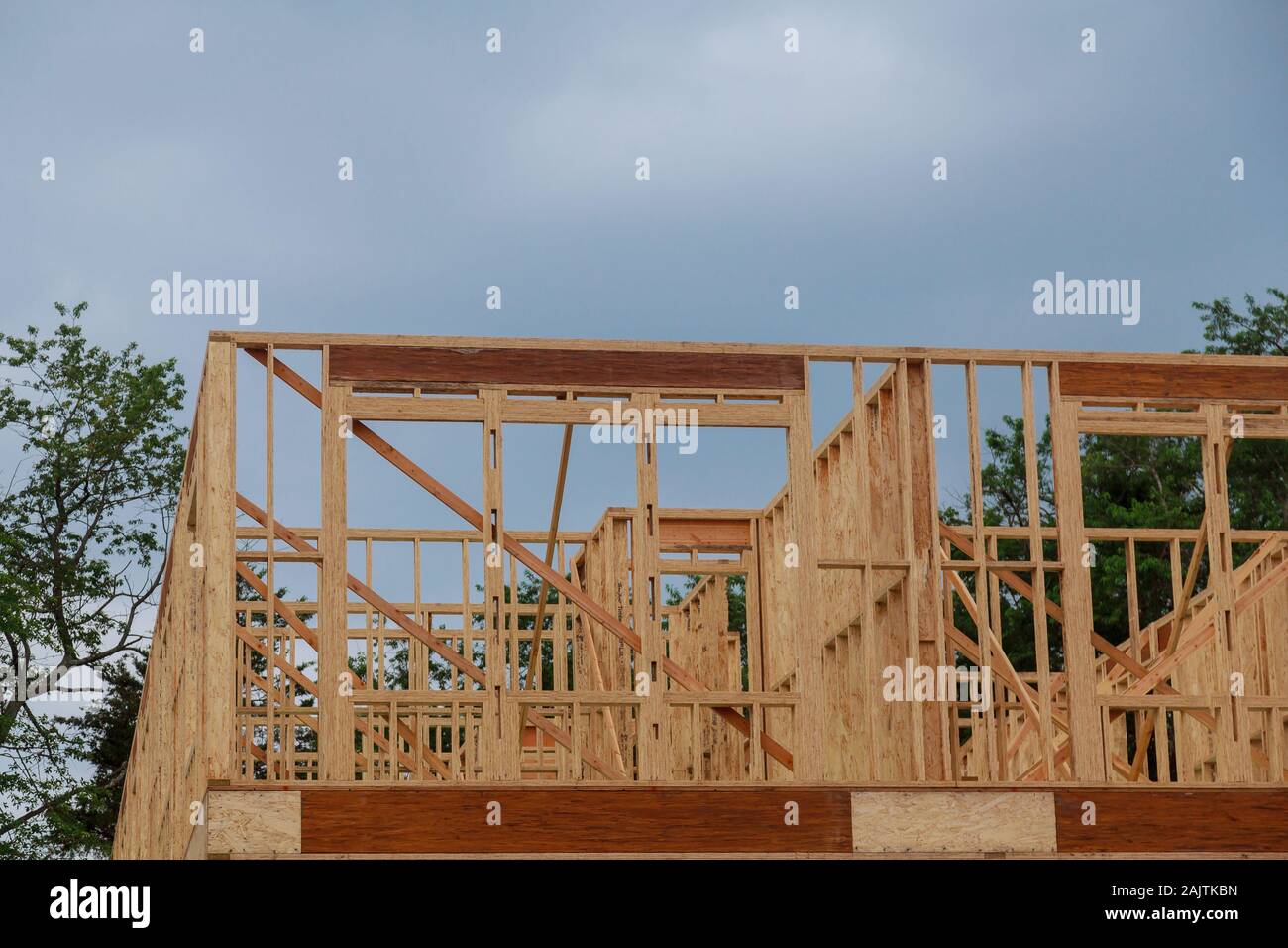 Framing beam of new house under construction home beam construction ...