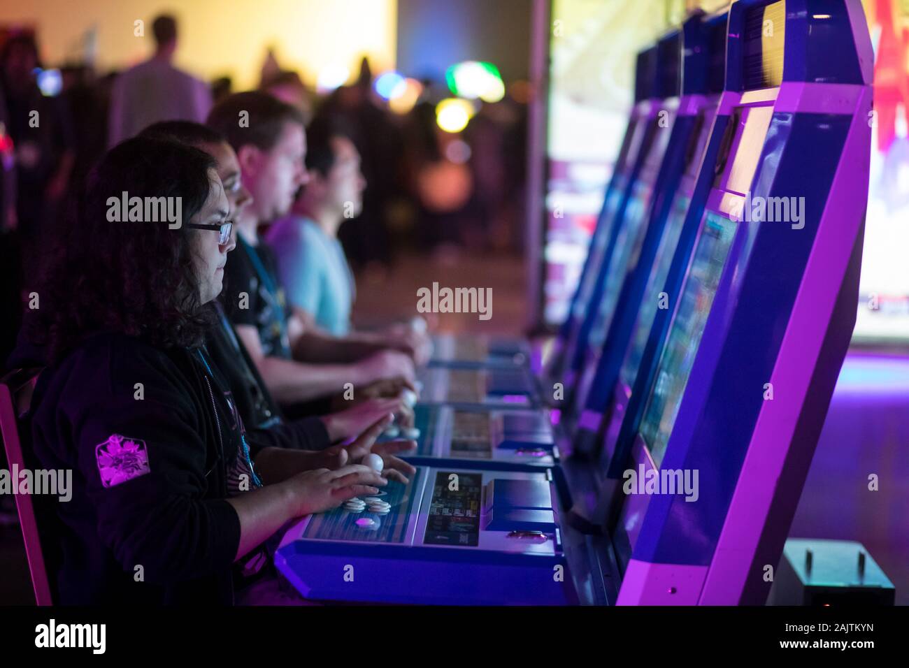 Washington, D.C. / USA - January 5, 2019: Young adults gather around in ...