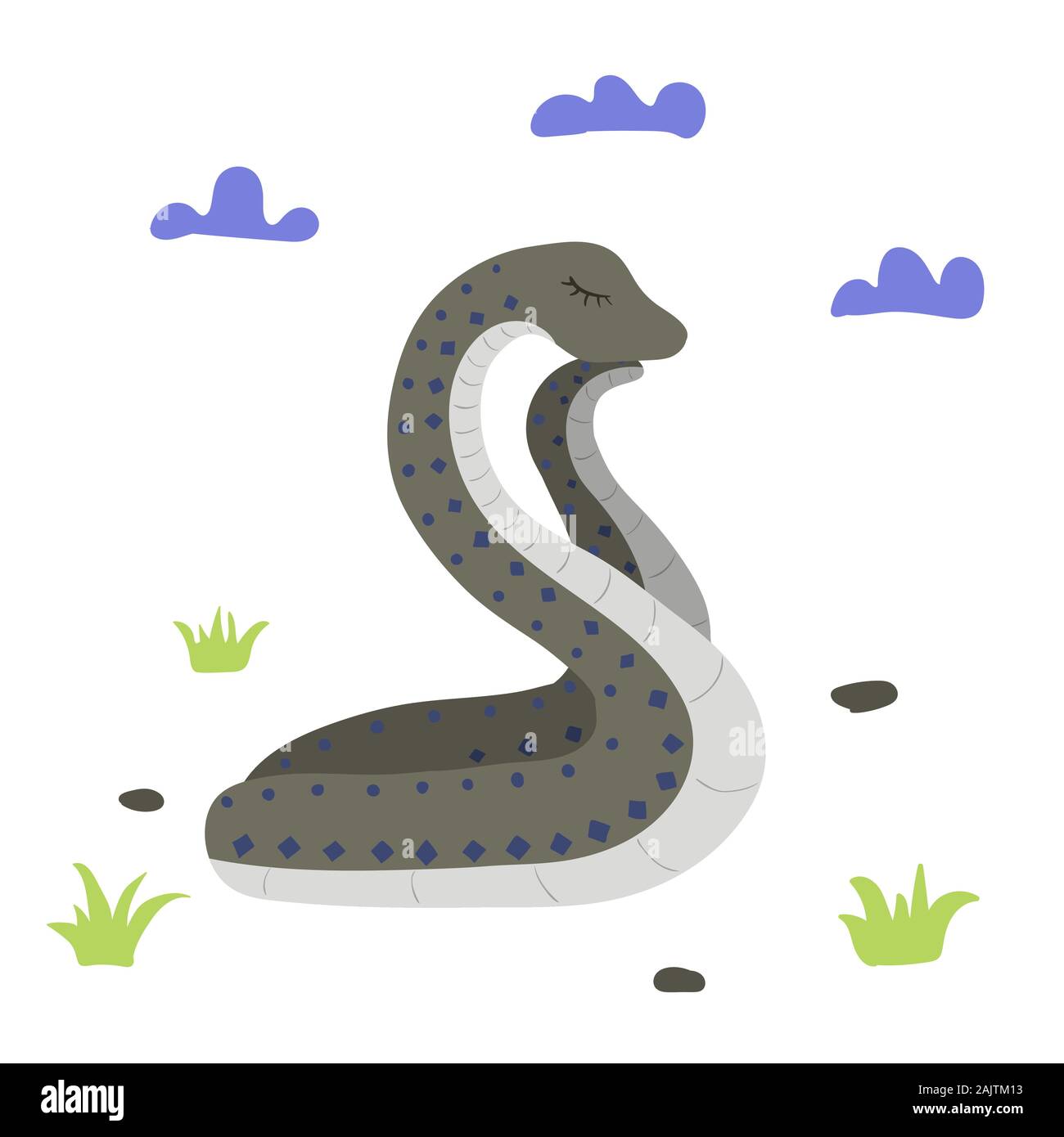 Snake, cloud and grass. Sweet dreans Vector illustration Stock Vector ...
