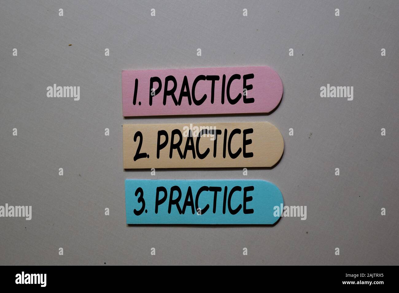 Practice. Practice. Practice write on sticky notes isolated on the ...