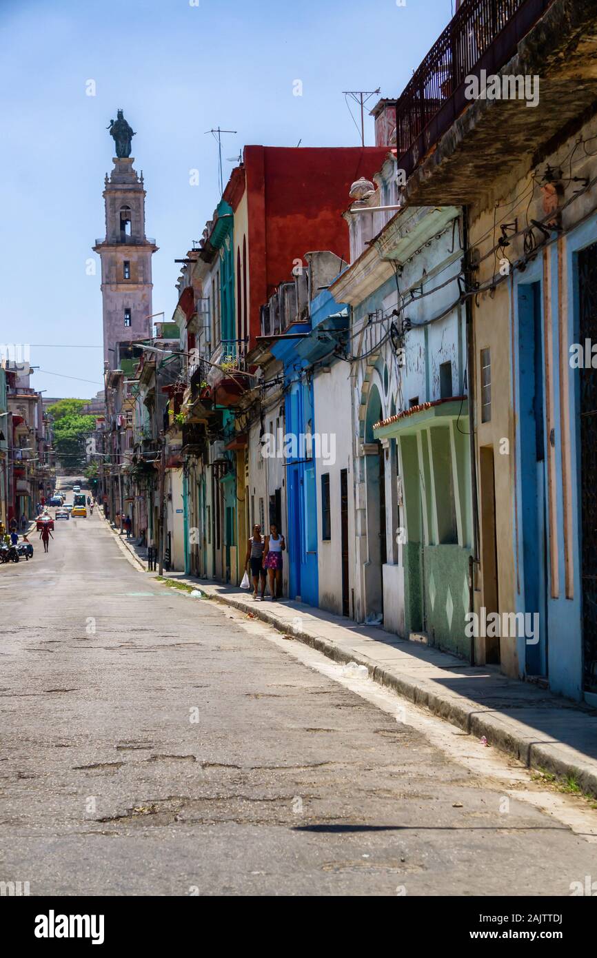 Beautiful Street view of the Old Havana City, Capital of Cuba Stock ...