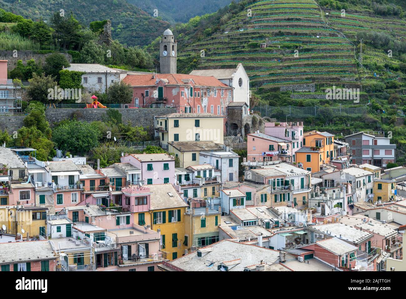 Vernazza of the coastal area Cinque Terre in the Italian province La ...